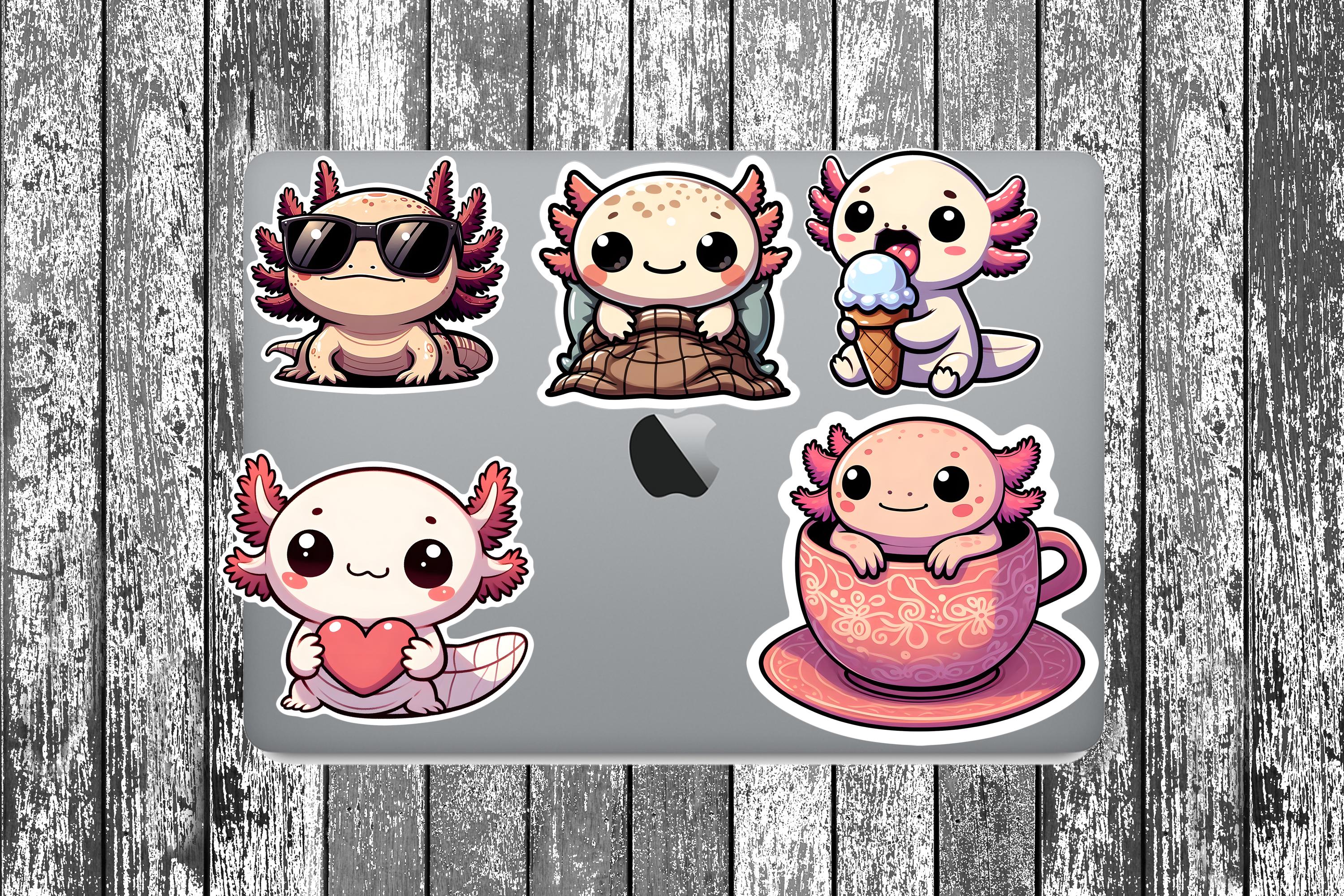 Cute Axolotl Sticker Pack, 50 PNG Designs, Music, Summer, Festive ...