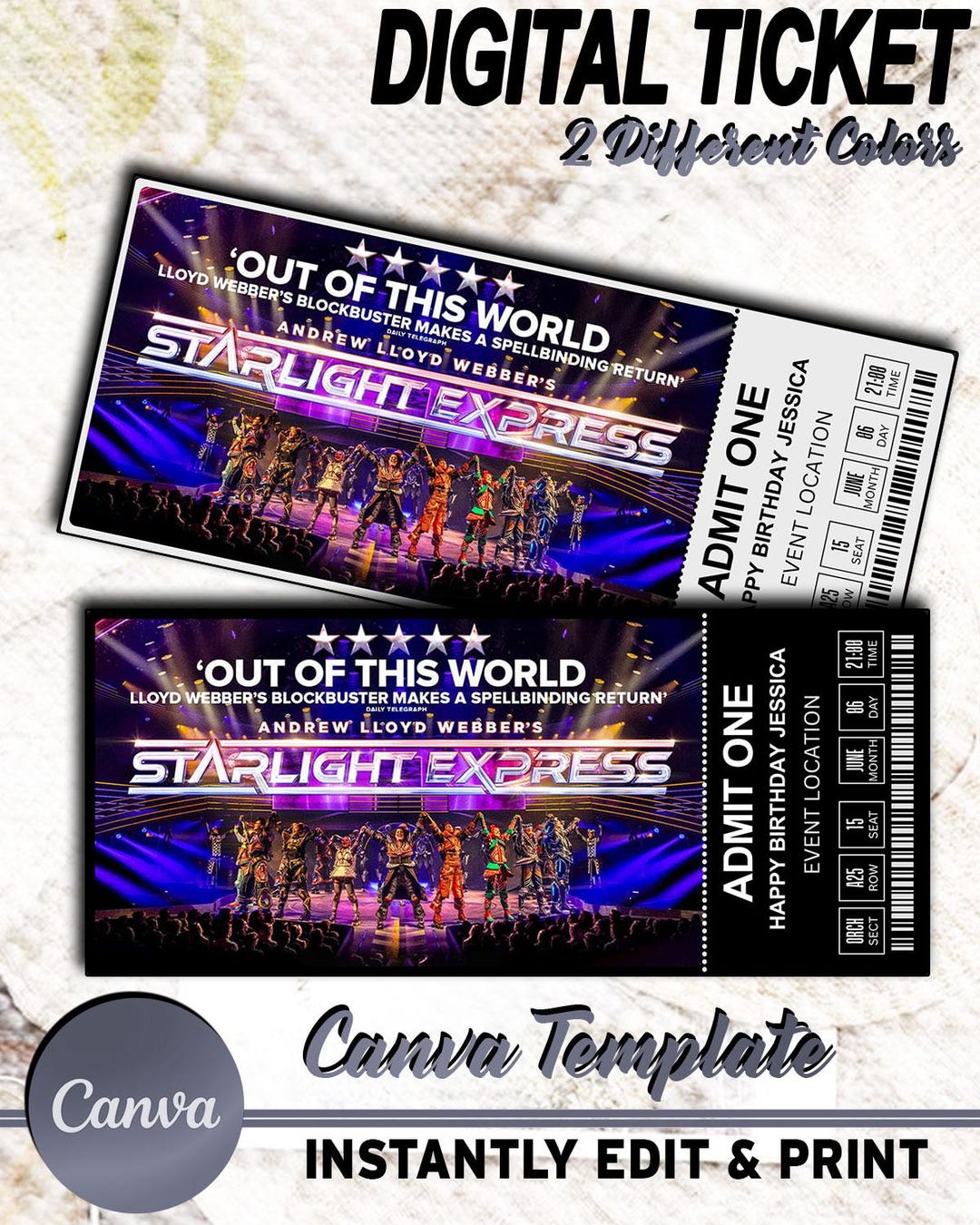 Starlight Express Ticket: Editable Canva Template (digital Download) - Etsy