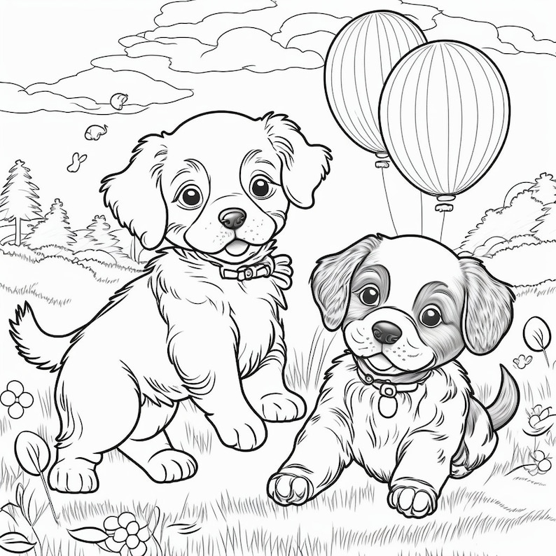 Coloring Pages for Kids | Puppies - Etsy