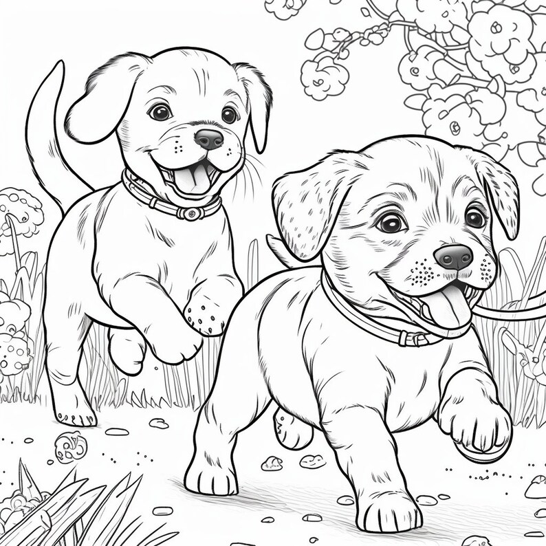 Coloring Pages for Kids | Puppies - Etsy