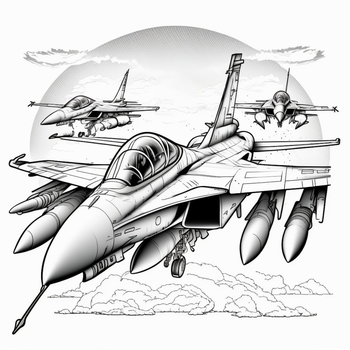 Coloring Pages for Kids | Fighter Jets - Etsy