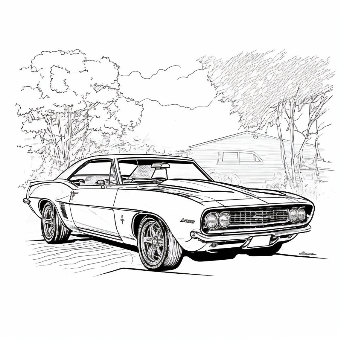 Muscle Cars Printable Coloring Pages for Kids - Etsy