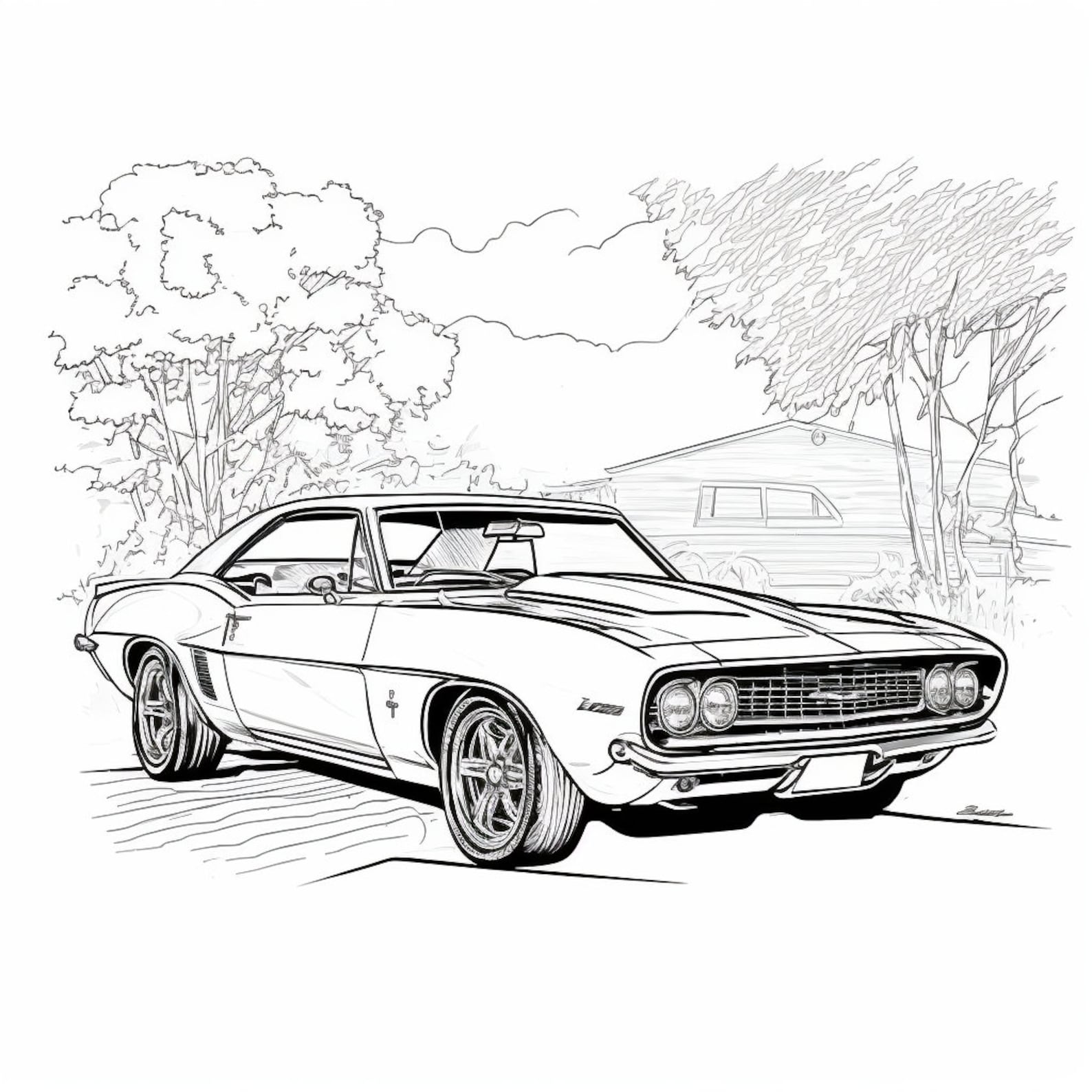 Muscle Cars Printable Coloring Pages for Kids - Etsy