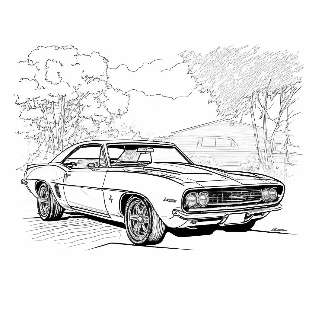 Muscle Cars Printable Coloring Pages for Kids - Etsy
