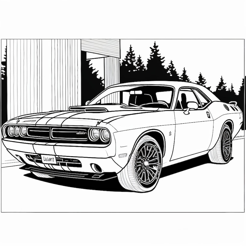 Muscle Cars Printable Coloring Pages for Kids - Etsy