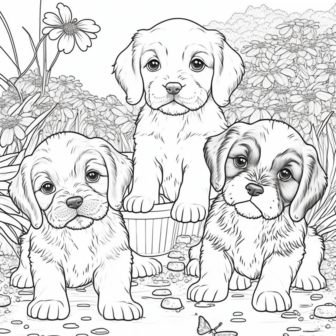 Coloring Pages for Kids | Puppies - Etsy