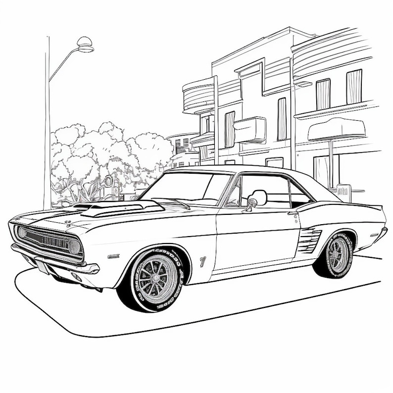 Muscle Cars Printable Coloring Pages for Kids - Etsy
