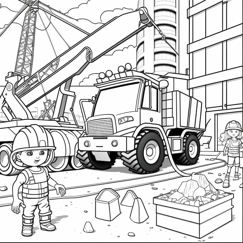 Color Pages for Kids | Construction Zone - Etsy