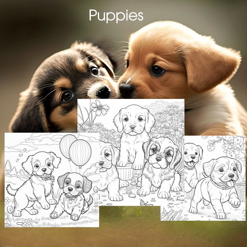 Coloring Pages for Kids Puppies - Etsy