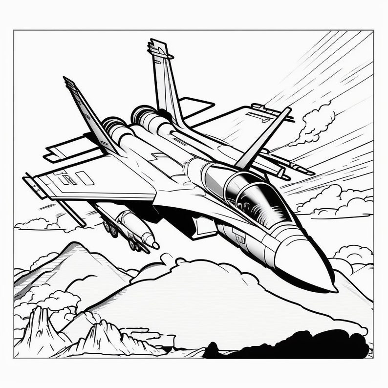 Coloring Pages for Kids | Fighter Jets - Etsy