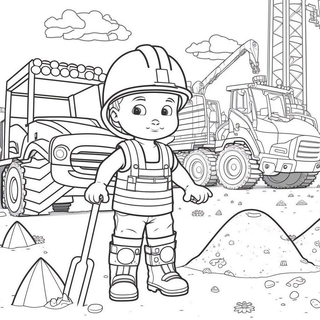 Color Pages for Kids | Construction Zone - Etsy