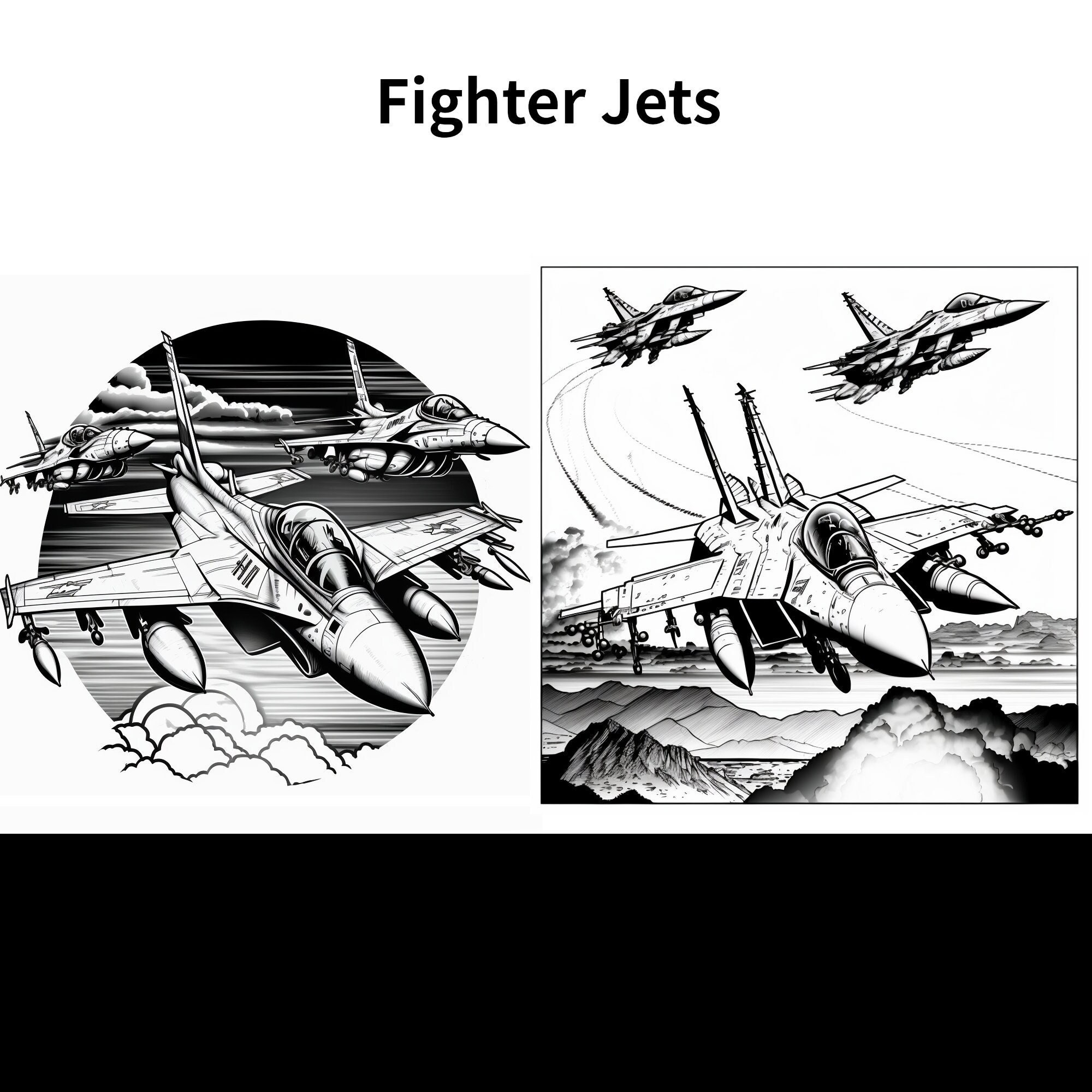 Coloring Pages for Kids | Fighter Jets - Etsy