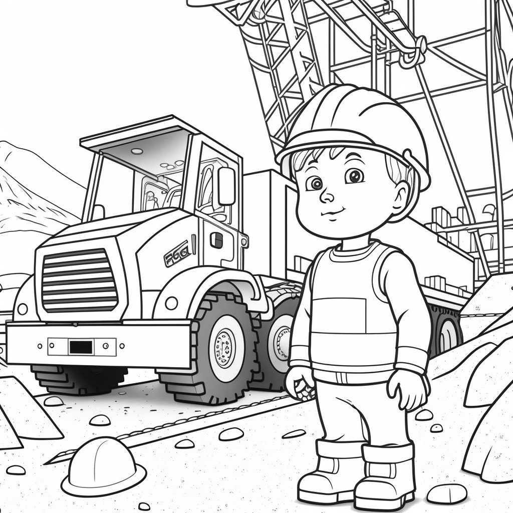 Color Pages for Kids | Construction Zone - Etsy