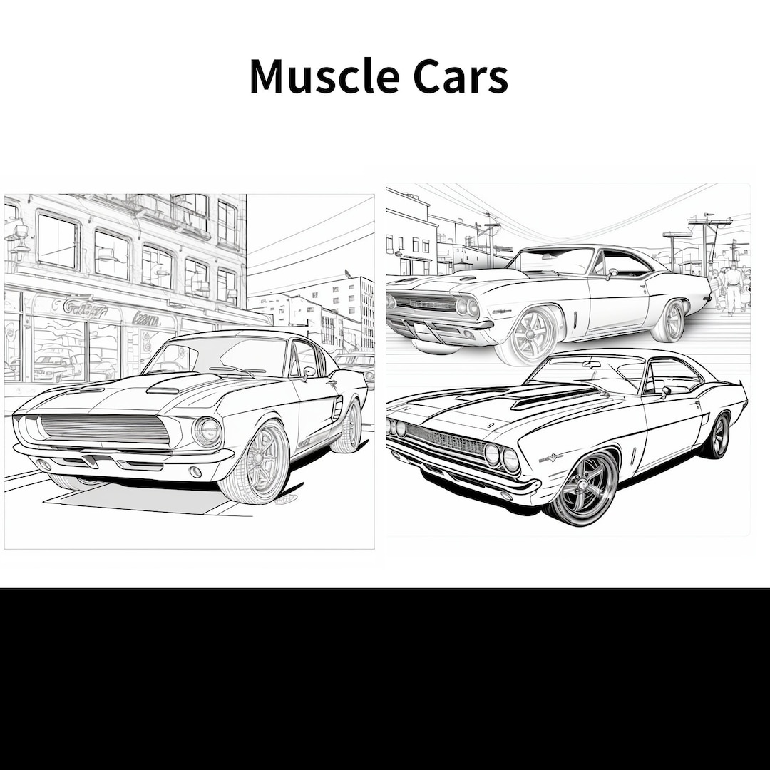 Muscle Cars Printable Coloring Pages for Kids - Etsy