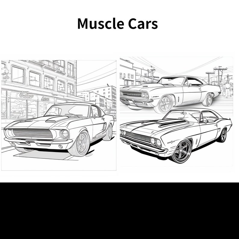 Muscle Cars Printable Coloring Pages for Kids - Etsy
