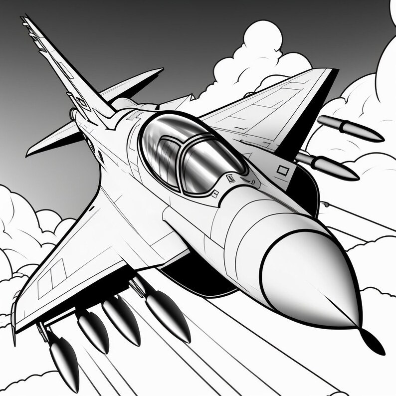 Coloring Pages for Kids | Fighter Jets - Etsy