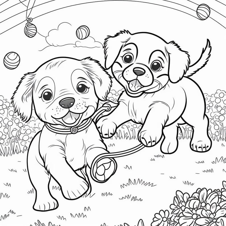 Coloring Pages for Kids | Puppies - Etsy