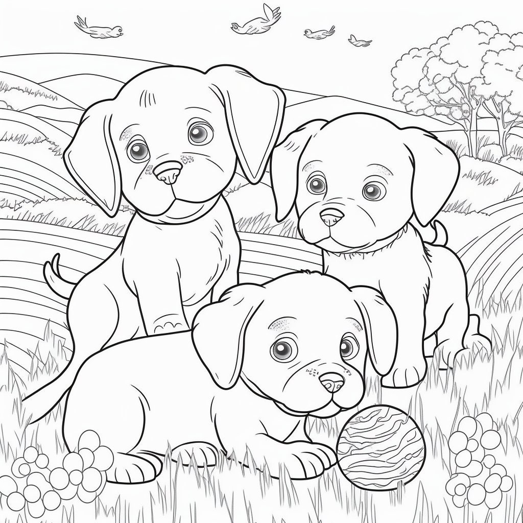Coloring Pages for Kids | Puppies - Etsy