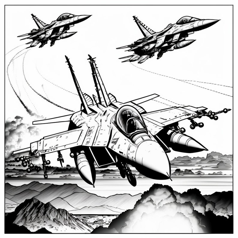 Coloring Pages for Kids | Fighter Jets - Etsy