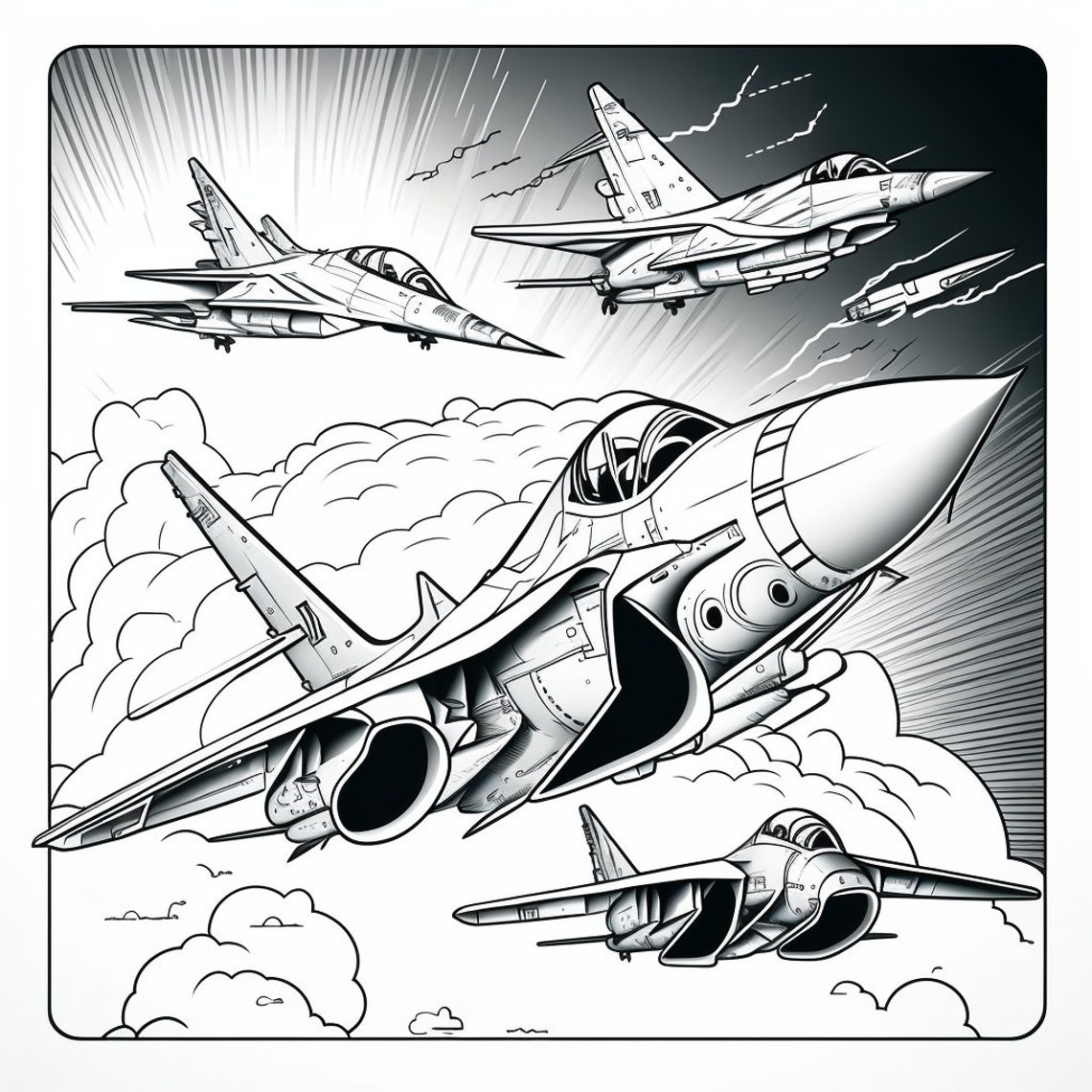 Coloring Pages for Kids | Fighter Jets - Etsy