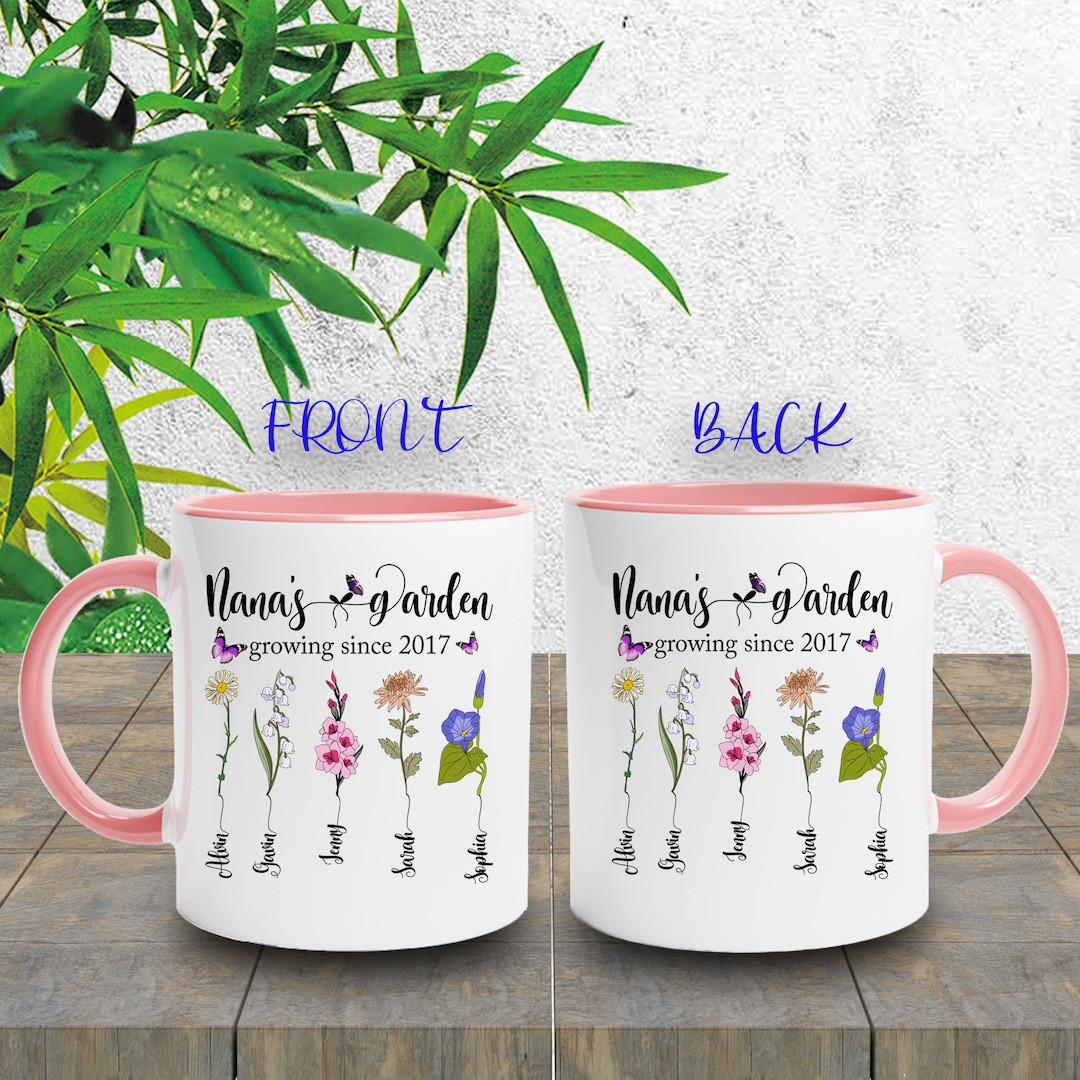 Custom Birth Month Birth Flower Mug Personalized Nanas Garden Mug