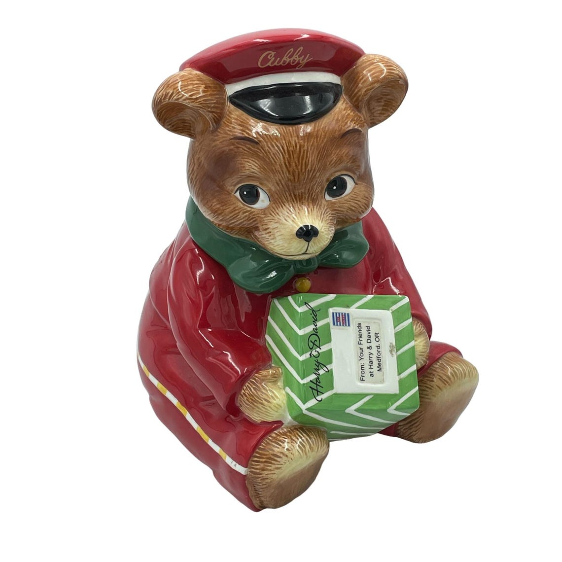 Harry & David Cubby Bear Ceramic Christmas Cookie Jar Limited Edition ...