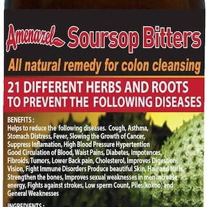 Amenazel Soursop Bitters Organic 21 Different Herbs & Roots All Natural ...