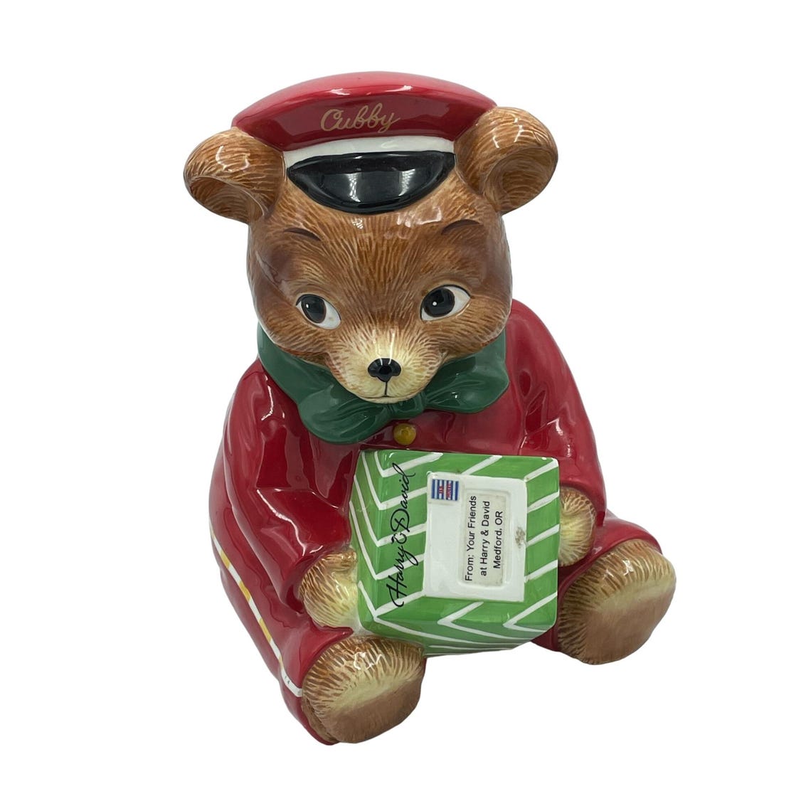 Harry & David Cubby Bear Ceramic Christmas Cookie Jar Limited Edition ...