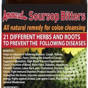 Amenazel Soursop Bitters Organic 21 Different Herbs & Roots All Natural ...