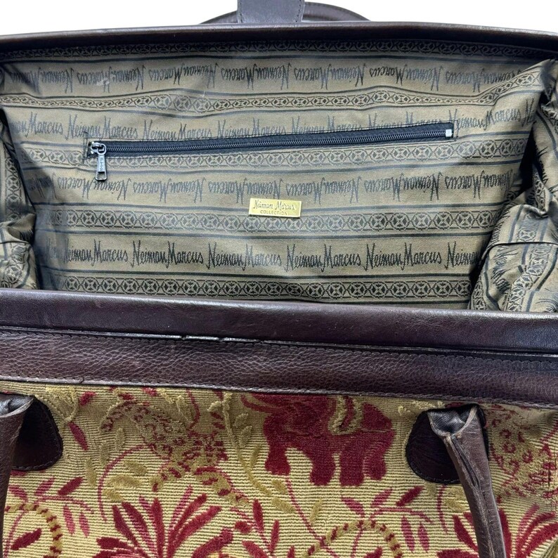 Neiman Marcus Womens Doctor Bag Vintage Italian Tapestry With Elephant ...