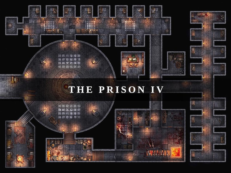 Prison Battlemap: Dnd 5e Digital Map (40x30 Grid) - Crimson Hollow - Etsy