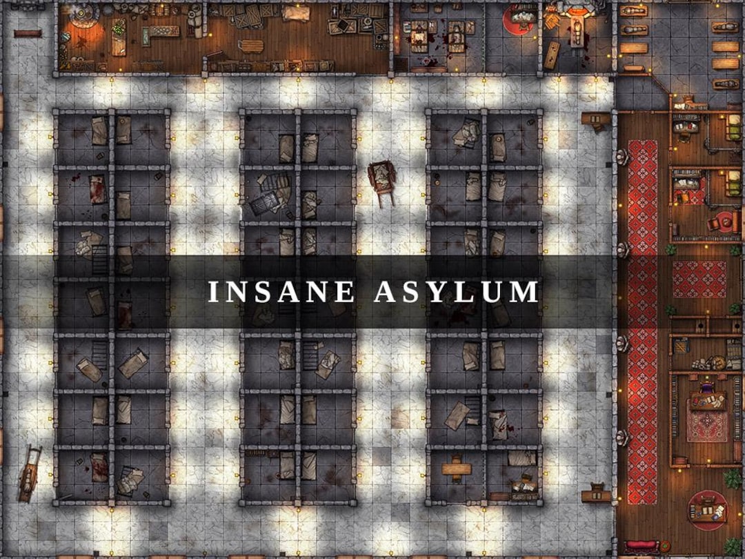Insane Asylum Prison Battlemap, Dnd Battle Map, D&D, Dungeons and ...