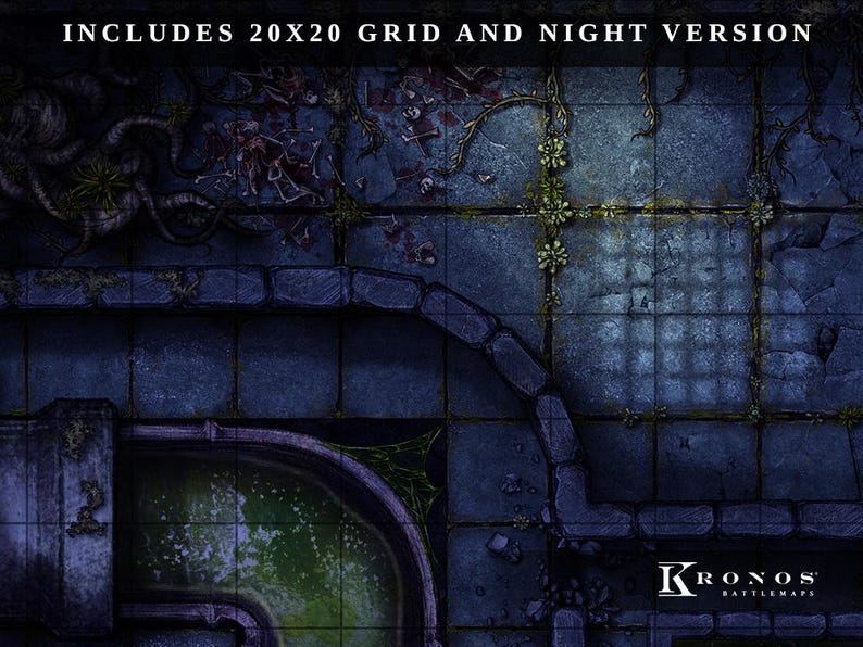 4K Sewer Battlemap: Gridded Dnd Digital Map (20x20) - Etsy