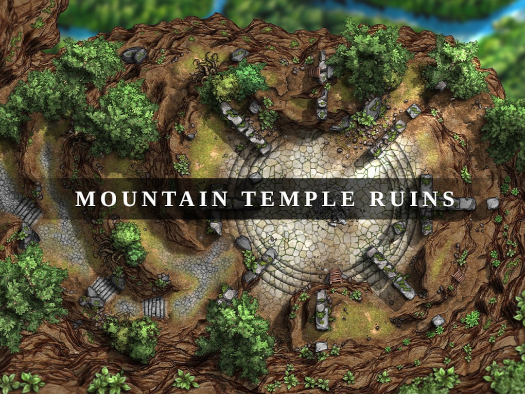 Mountain Temple Ruins, Digital Battlemap, Dnd Battle Map, Digital ...