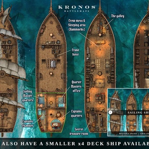 Galleon Ship Battlemap: D&D 5e, Multi-deck Sailing Ship (digital Map ...