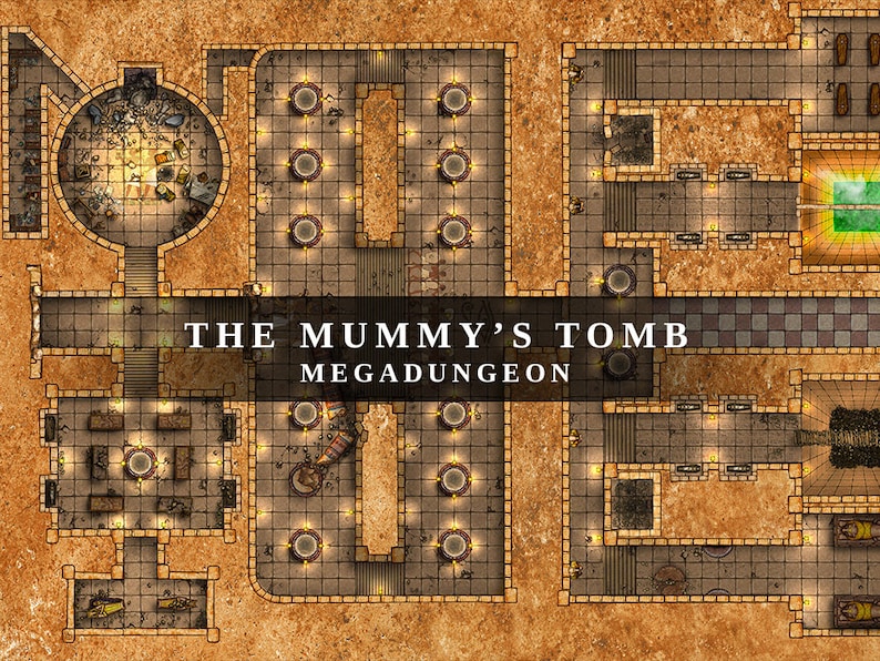 Mummy's Tomb Digital Battlemap: 40x117 Grid Dnd 5e (digital Download ...