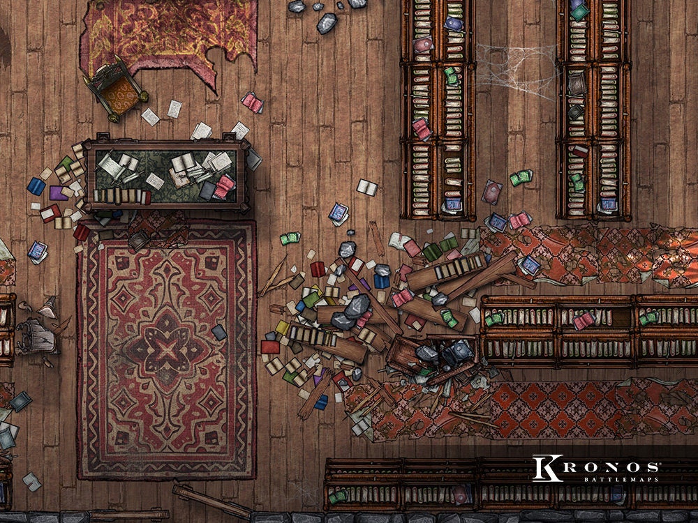 Abandoned Library Ruins Battlemap, Dnd Battle Map, D&D, Battle Map ...