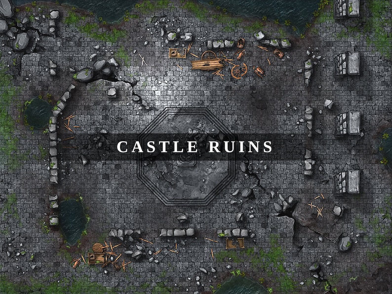 Castle Ruins Battlemap, Dnd Battle Map, D&D, Battle Map, Dungeons and ...