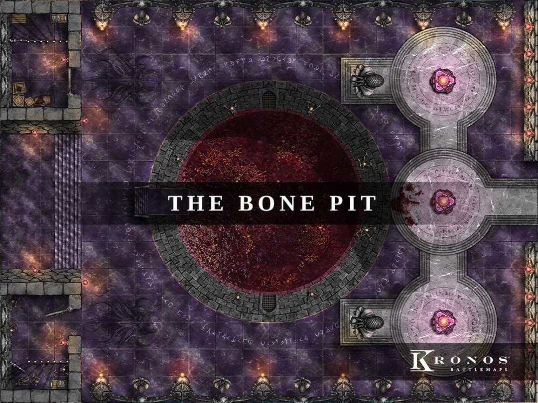 The Bone Pit, mapa de batalla 40x30, mapa de batalla DnD, D&D, mapa de batalla, mazmorras y ...