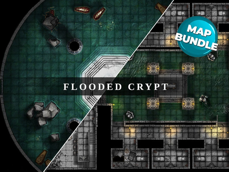 Flooded Crypt Battlemap, Dnd Battle Map, D&D, Battle Map, Dungeons and ...