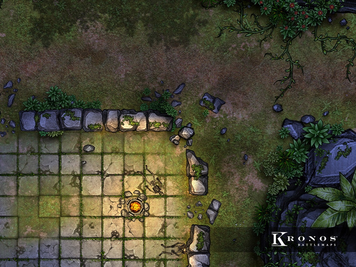 Jungle Ruins Digital Battlemap, Grid/night Versions Dnd Battle Map, Digital Battle Map, 5e ...