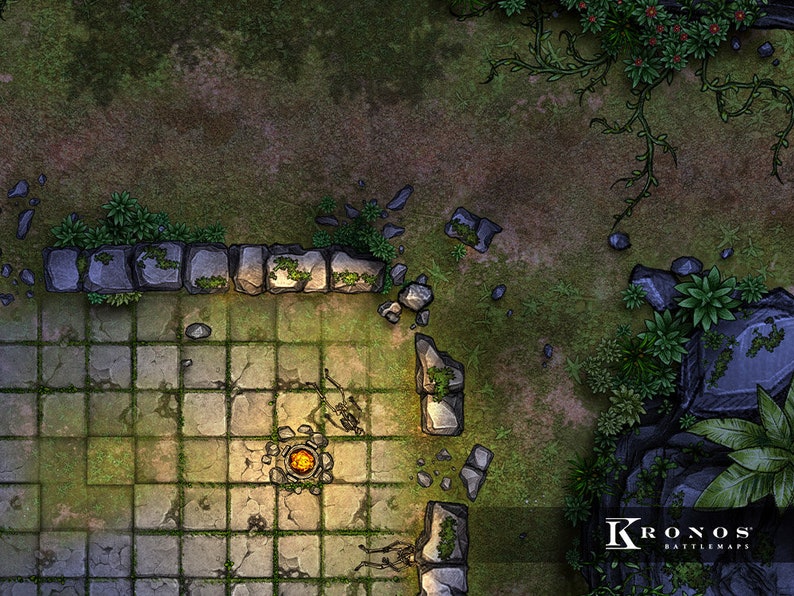 Jungle Ruins Digital Battlemap, + Grid/night Versions Dnd Battle Map ...