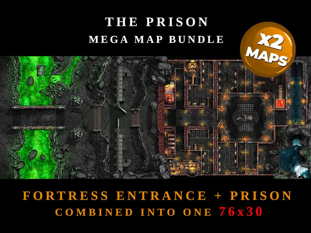 Prison Fortress Battlemap Bundle: Mega Dungeon Map (digital Download ...