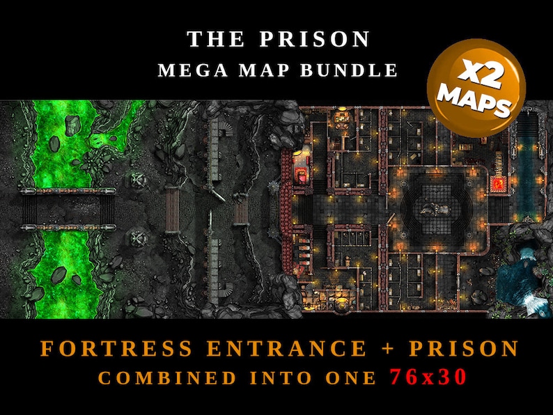 Prison Fortress Battlemap Bundle: Mega Dungeon Map (digital Download ...
