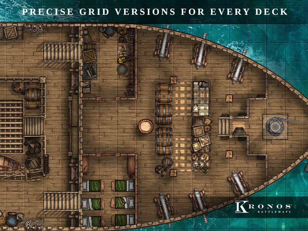 Galleon Ship Battlemap: D&D 5e, Multi-deck Sailing Ship (digital Map ...