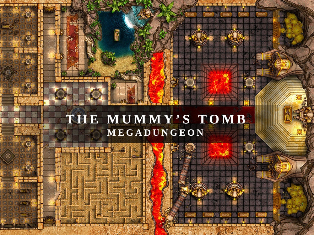 Mummy's Tomb Digital Battlemap: 40x117 Grid Dnd 5e (digital Download ...