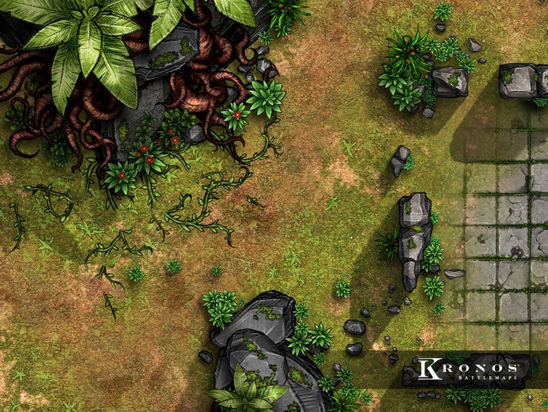 Jungle Ruins Digital Battlemap, + Grid/night Versions Dnd Battle Map ...