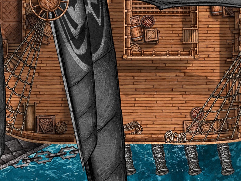 Warship, Boat Battlemap, 4k, Dnd Battle Map, D&D, Dungeons and Dragons ...