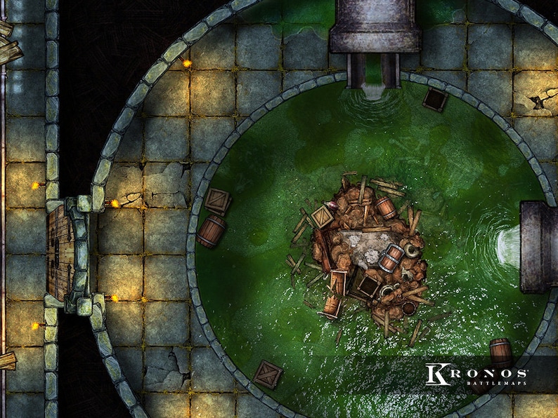 City Sewers Digital Battlemap, Battlemap, Dnd Battle Map, D&D, 5e, Roll20, Fantasy Grounds ...