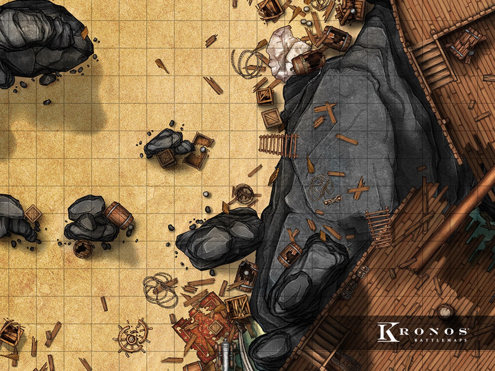 Shipwreck Battlemap: 40x30 Dnd Encounter Map (digital Download) - Etsy